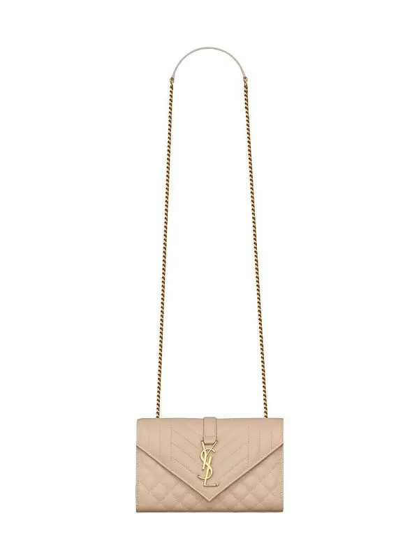 Saint Laurent Envelope Shoulder Bag - Dark Beige