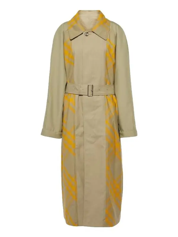 Burberry Checked Cotton Gabardine Trench Coat - Yellow