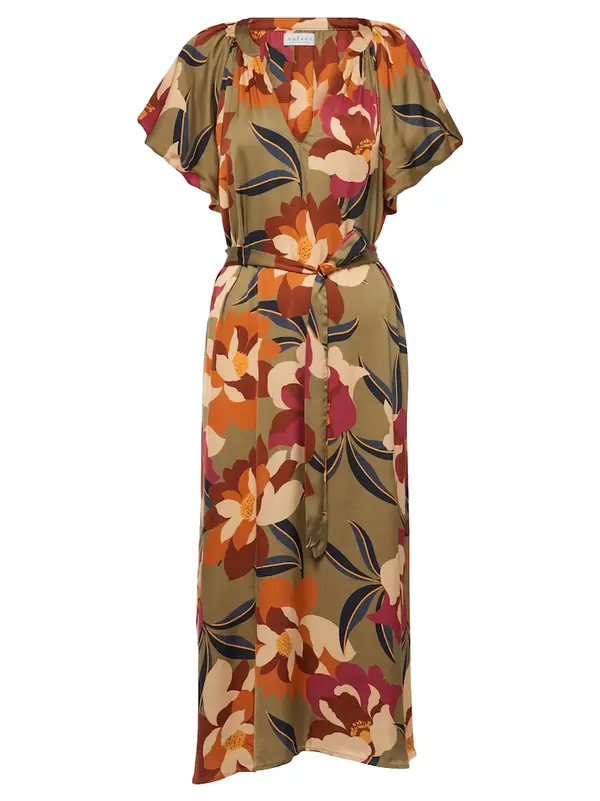 Velvet By Graham & Spencer Francie Printed Satin Midi Dress - Multicoloured