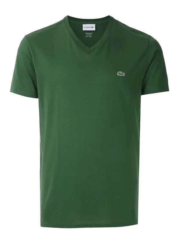 Lacoste Logo-embroidered Cotton V-neck T-shirt - Green