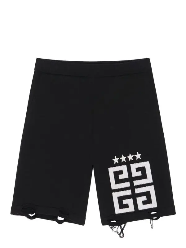 Givenchy 4g Stars Knit Bermuda Shorts - Black And White