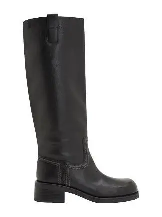 8 BY YOOX Grain Leather High Boots - Black