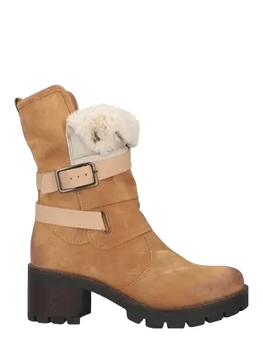 PAOLA FERRI Ankle Boots In Leather And Shearling - Beige