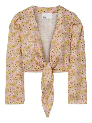 Lisa Marie Fernandez Floral Linen Cardigan - Pink