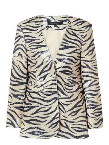 Lapointe Zebra Stripe Sequined Blazer - White