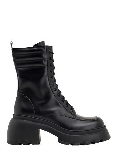 8 BY YOOX Leather Chunky Combat Boots - Black