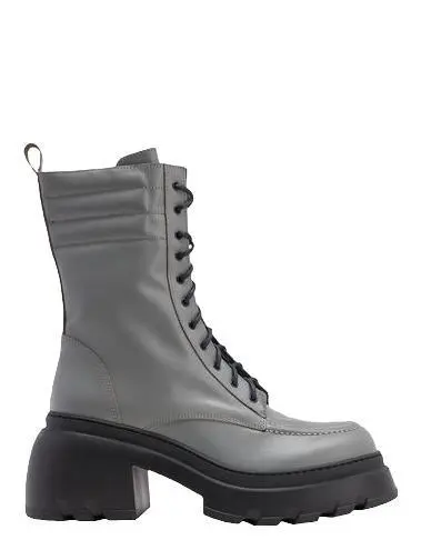 8 BY YOOX Leather Chunky Combat Boots - Grey