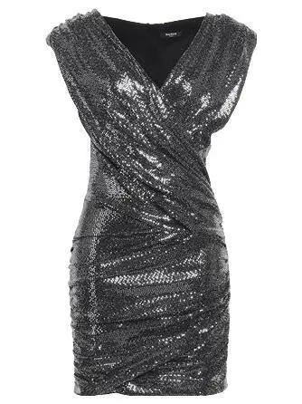 Balmain Mini Dress In Polyamide, Metallic Fiber And Elastane - Silver
