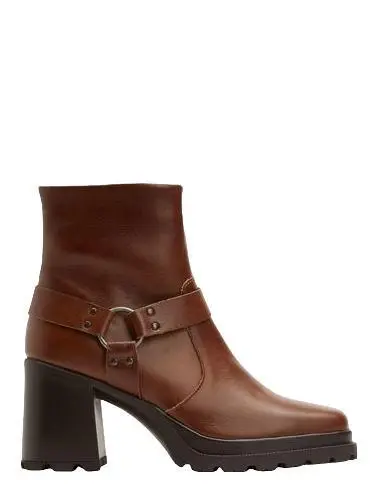 8 BY YOOX Leather Buckle Ankle Boots - Brown