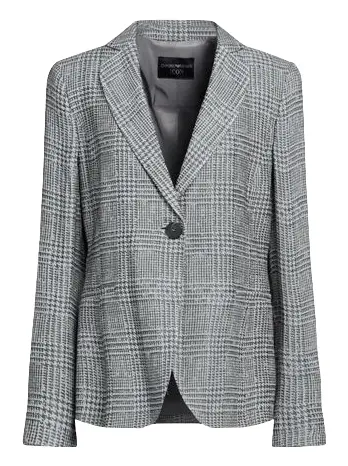 Emporio Armani Glen Plaid Viscose Blend Blazer - Grey