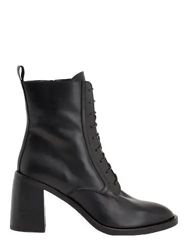 8 BY YOOX Leather Heeled Ankle Boots - Black