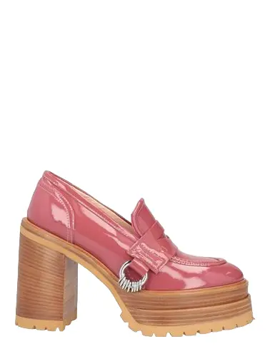 Agl Leather Loafers With Metal Appliqués - Pink