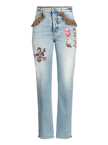 Dsquared2 Jeans In Light Wash With Appliqués - Blue