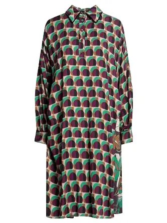 EMMA & GAIA Viscose Midi Shirt Dress - Green