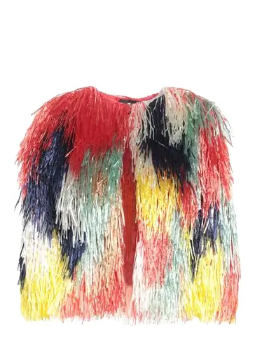 Elisabetta Franchi Fringe Jacket - Tomato Red