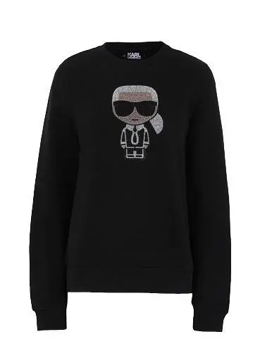 Karl Lagerfeld Ikonik Rhinestone Sweatshirt - Black