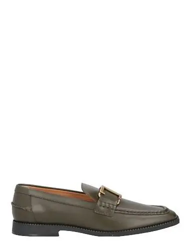 TOD'S Soft Leather Loafers With Metal Appliqués - Green