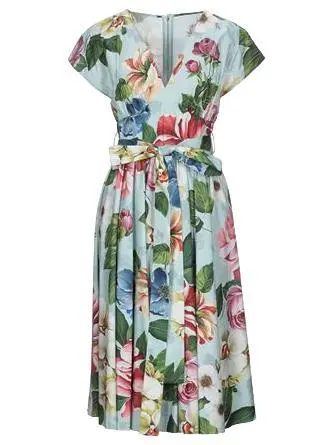 Dolce & Gabbana Floral-print Cotton Midi Dress - Blue