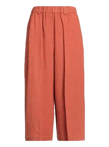 ALYSI Virgin Wool Checked Flannel Pants - Orange