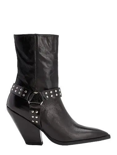8 BY YOOX Leather Western Ankle Boots With Harness Detail - Black