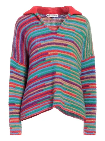 ATTIC AND BARN Striped V-neck Sweater - Green