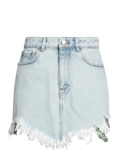 Gcds Denim Skort With Crystal Appliqués - Blue