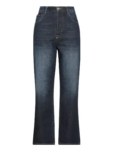 Philipp Plein Straight-leg Jeans With Leather Trims - Blue