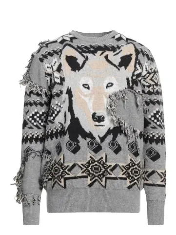 Etro Wool Sweater With Fringe - Grey