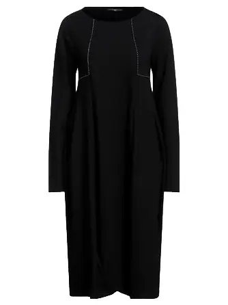 High Flared Midi Dress - Black