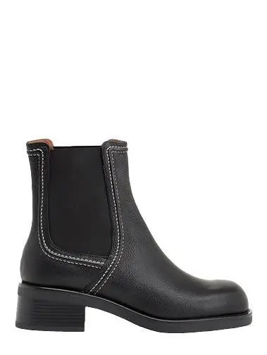 8 BY YOOX Grain Leather Chelsea Ankle Boots - Black