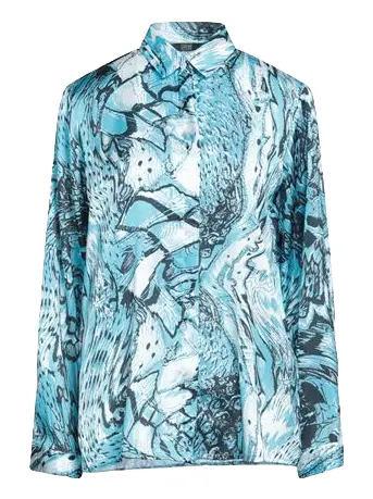 Roberto Cavalli Satin Animal Print Shirt - Blue