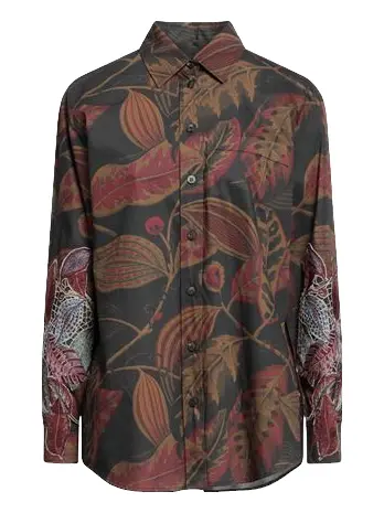 FERRAGAMO Floral-print Cotton Shirt - Brown
