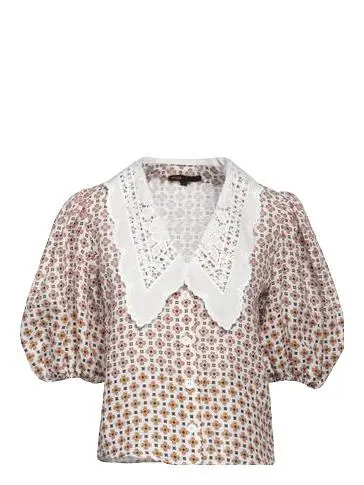 Maje Woven Shirt With Lace Detail - White