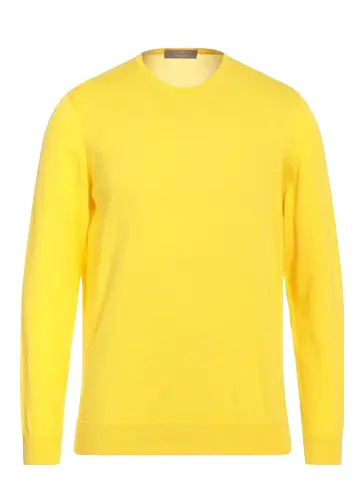 CRUCIANI Light Cotton Solid Sweater - Yellow