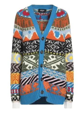 Dsquared2 Multicolor Jacquard Knit Cardigan - Blue