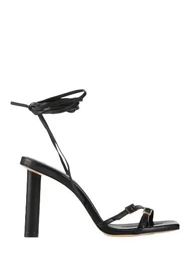 ILIO SMERALDO Leather Sandals With Ties At Ankle - Black
