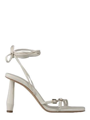 ILIO SMERALDO Leather Sandals With Geometric Heel - Ivory