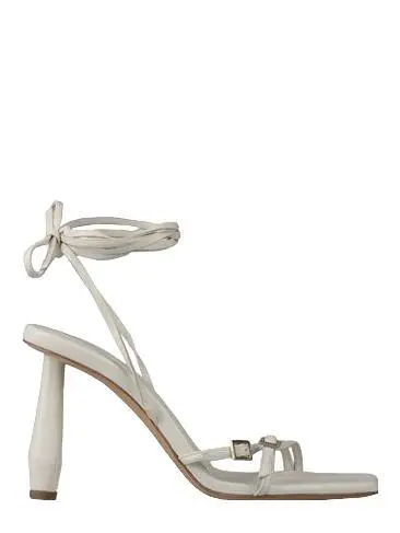ILIO SMERALDO Leather Sandals With Ties At Ankle - White