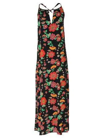 PIN-UP STARS Maxi Flared Floral-print Dress - Black