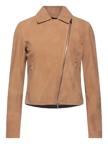 SWORD 6644 Leather Biker Jacket - Beige