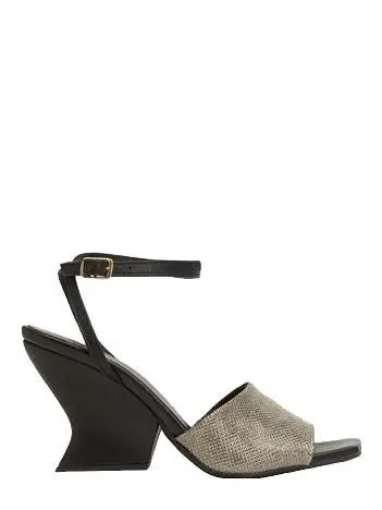 8 BY YOOX Geometric Heel Leather Sandals - Grey