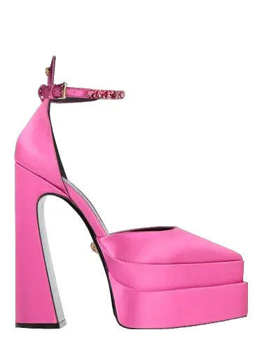 Versace Pumps With Ties At Ankle - Pink
