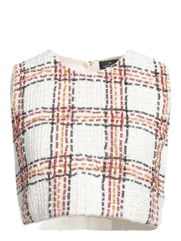 Elisabetta Franchi Sleeveless Tweed Crop Top - White