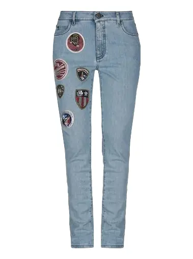 Mr & Mrs Italy Tapered Denim Jeans With Appliqués - Blue