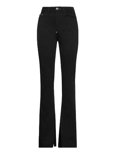 Philipp Plein Cotton And Calfskin Flared Jeans - Black