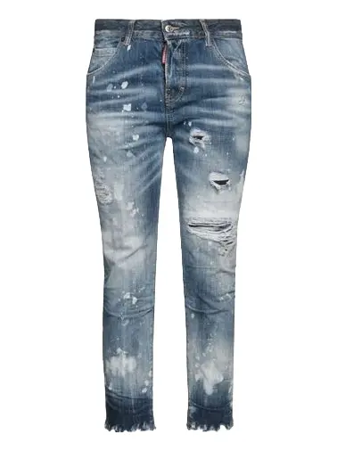 Dsquared2 Jeans In Cotton And Calfskin - Blue