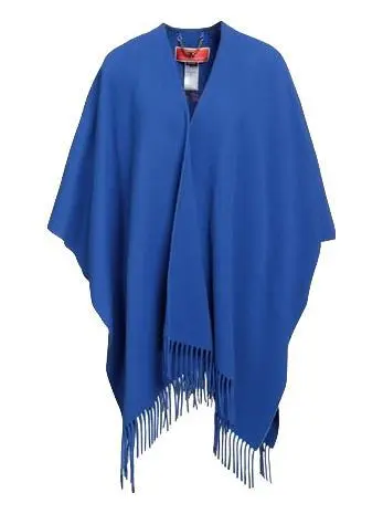 Elisabetta Franchi Wool Cape With Logo - Blue