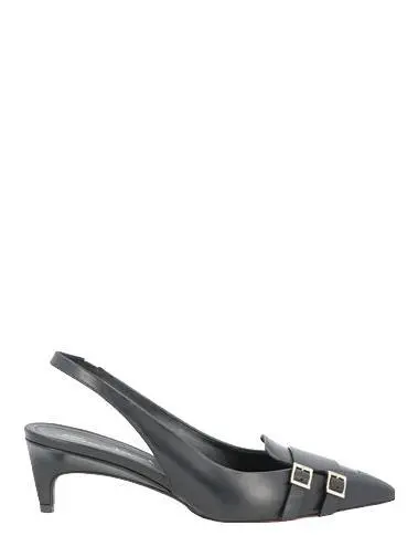 Santoni Leather Slingback Pumps - Black