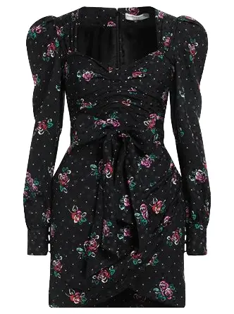 Alessandra Rich Mini Floral-print Dress - Black