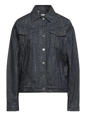Karl Lagerfeld Striped Denim Trucker Jacket - Blue